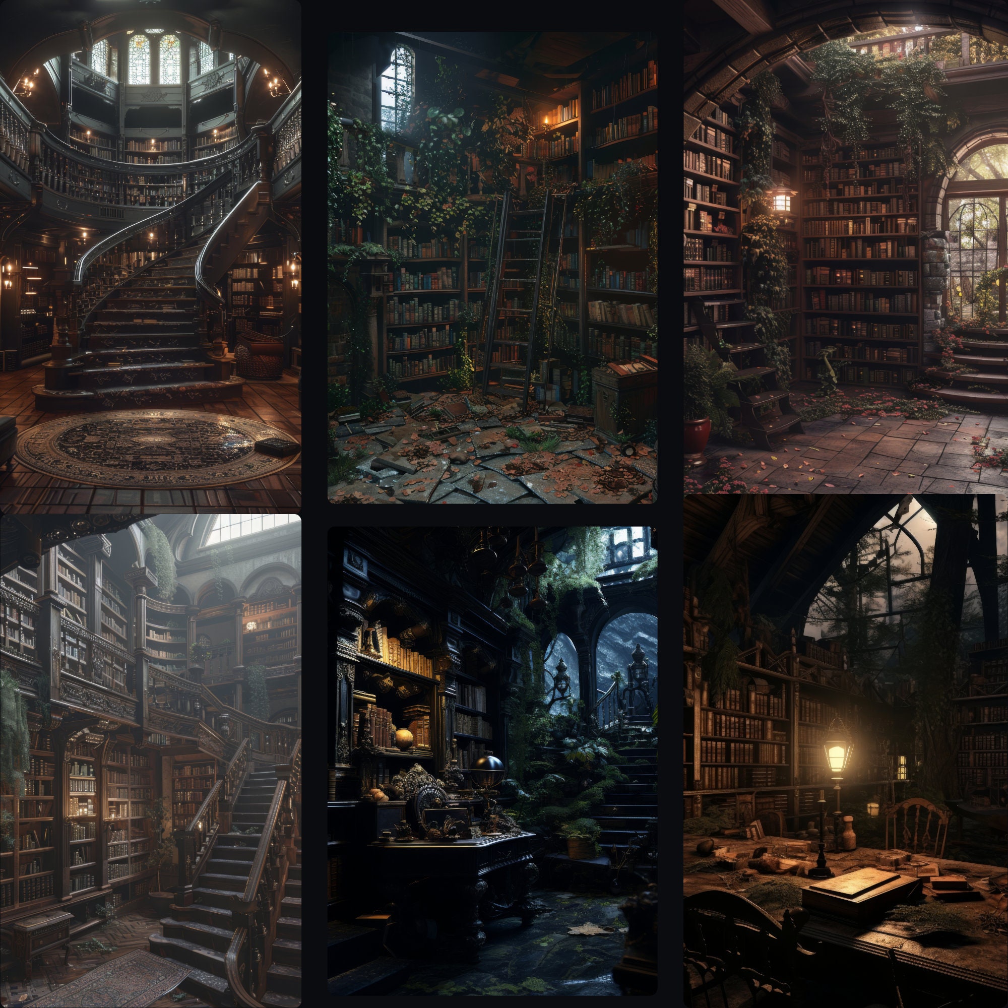 Dark Academia Decor & Dark Library Prints | Set of 6 Bookish, Gothic ...