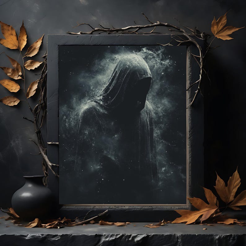 Faceless Dark Art Print – Gothic Aesthetic, Dark Surreal Wall Art ...