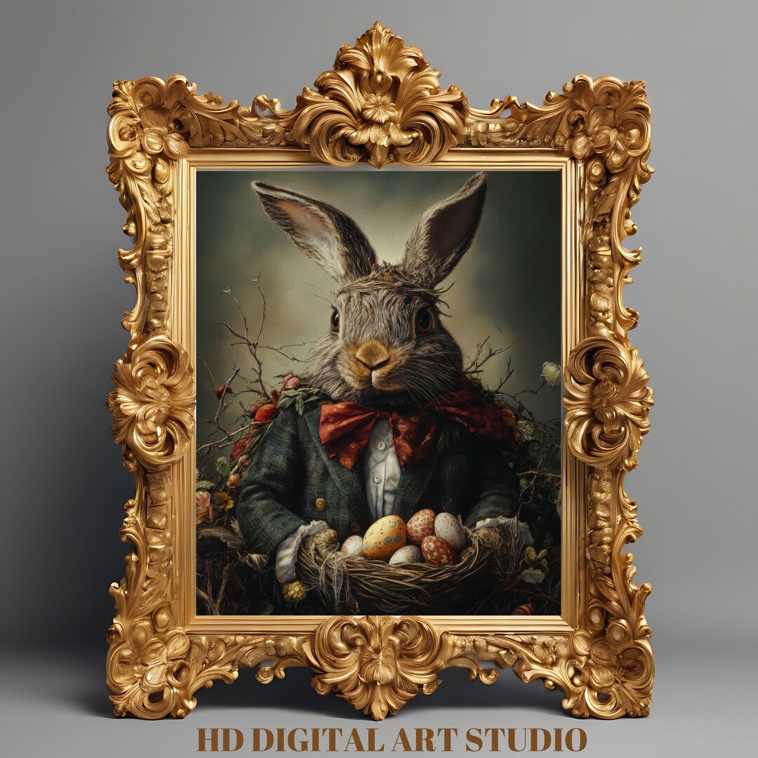 Gothic Hare Wall Art – Dark Easter Decor, Vintage Bunny Print ...