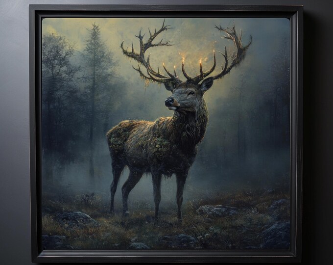 Stag in a Clearing Cottagecore Print Dark Academia Art Cottagecore ...