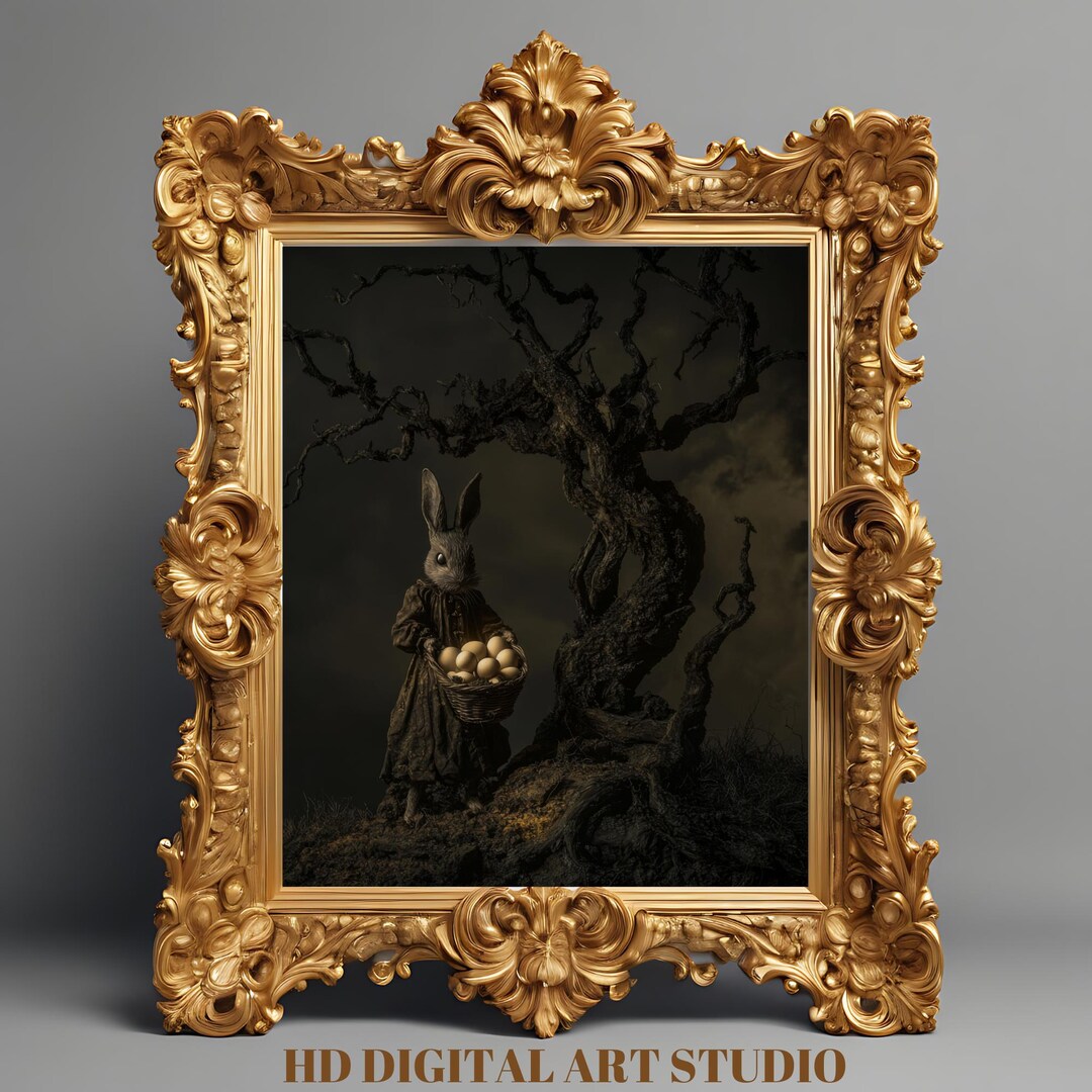 Moody Easter Hare Wall Art – Dark Gothic Rabbit Print, Anthropomorphic ...