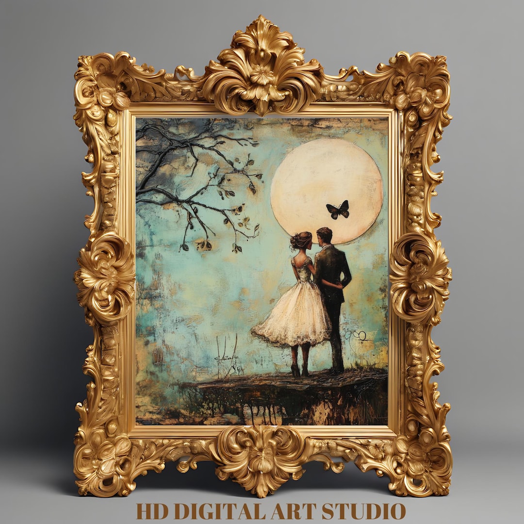 Romantic Couple Wall Art - Valentine’s Day Painting & Printable Decor ...