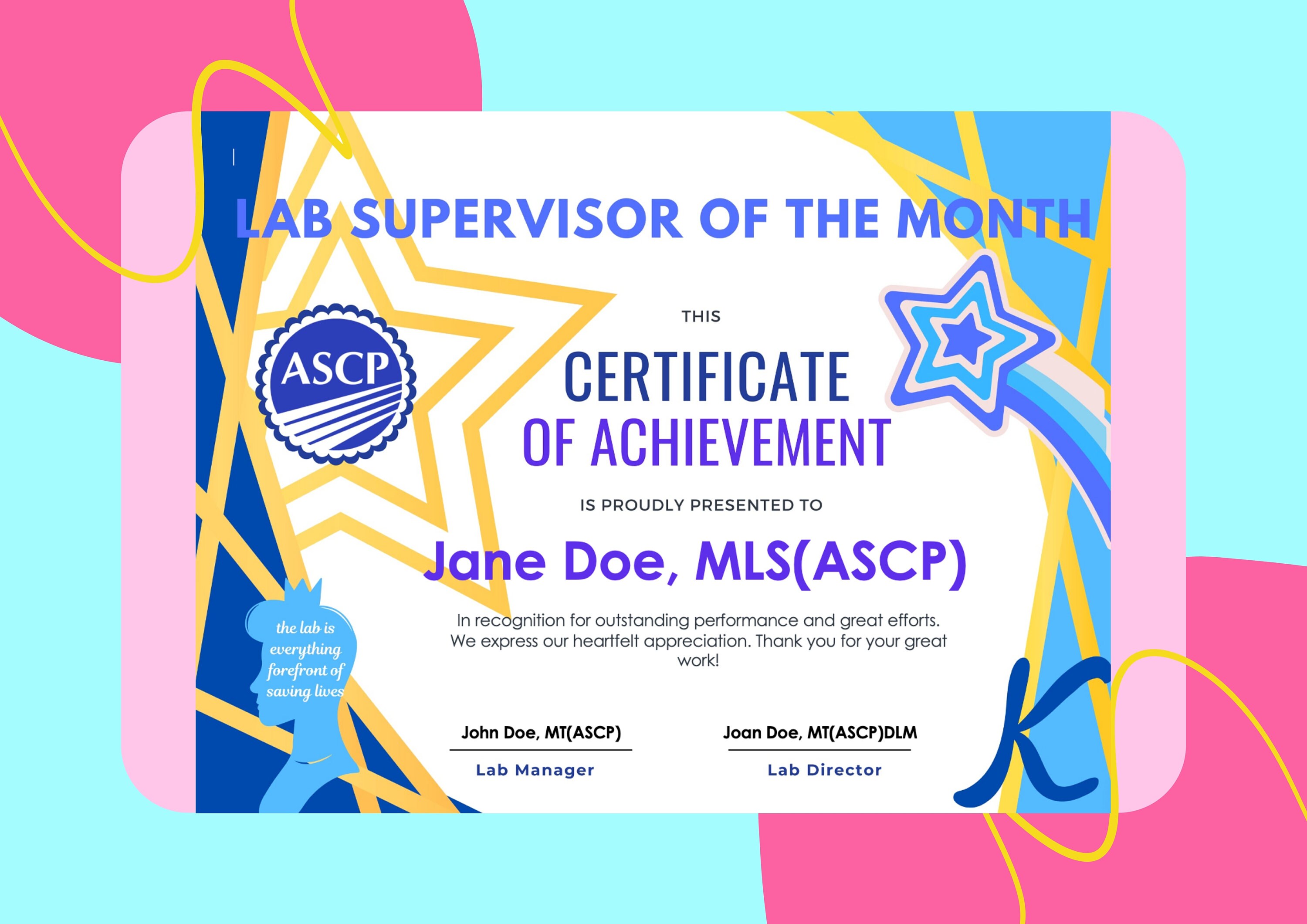 Lab Week Lab Supervisor of the Month Certificate ASCP Barbie Themed - Etsy
