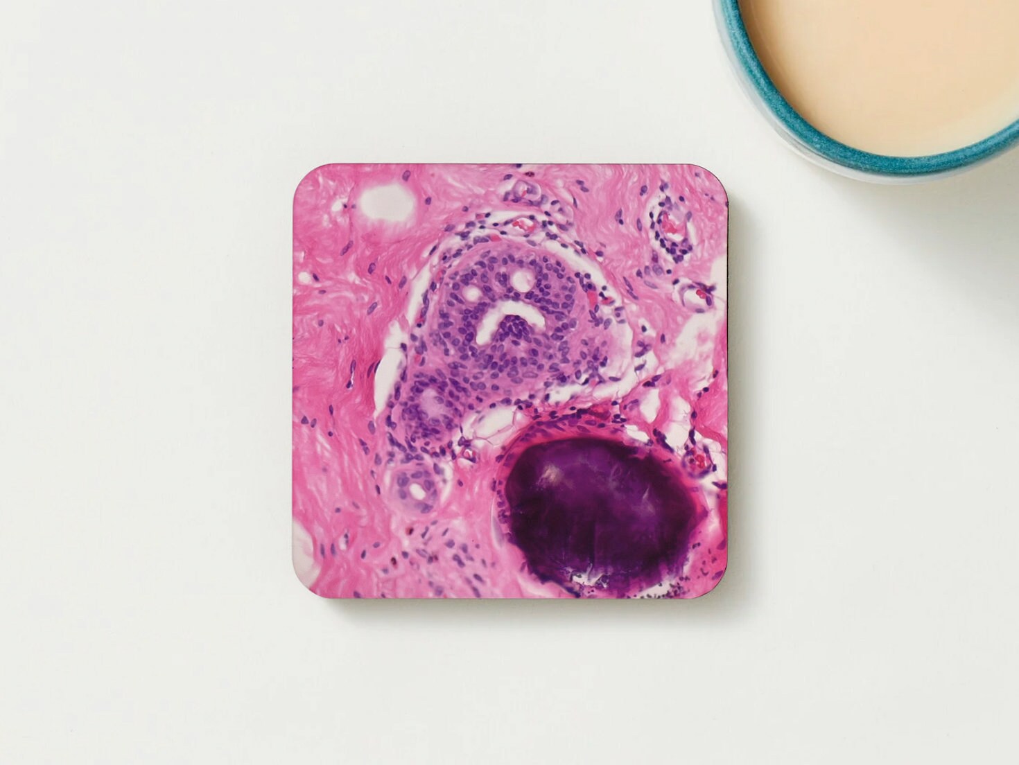 Histology Art, Cool Sad Cell in H&E Stain Cork-back Coaster - Etsy