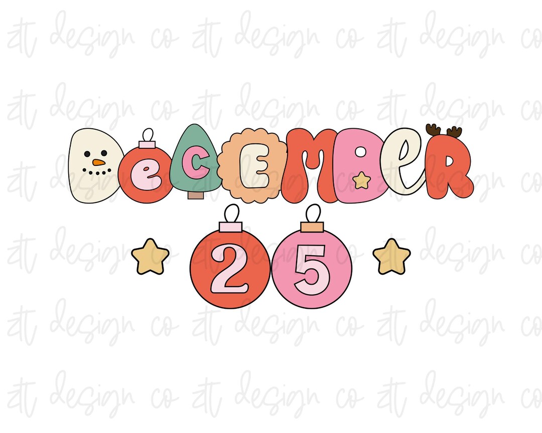 Colorful Christmas PNG Retro December 25 Sublimation File Doodle ...