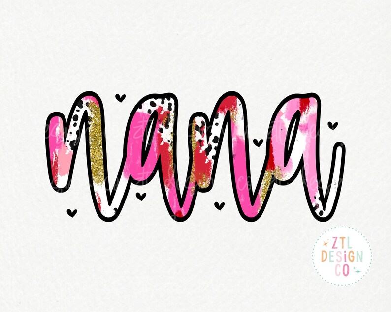 Nana Valentine's Day PNG Retro Sublimation File Grandparent Cursive ...
