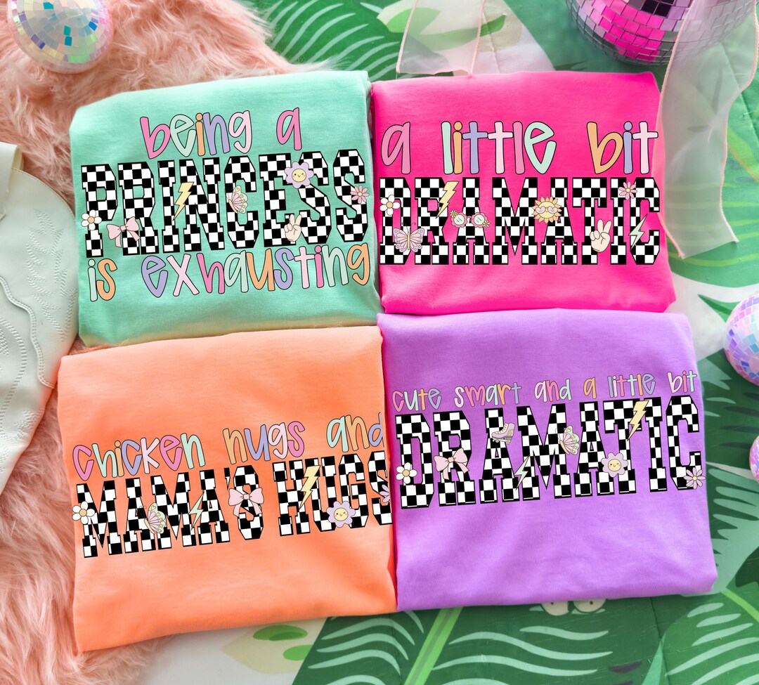 Kids PNG Bundle, Being a Princess is Exhausting, Happy, Checkers, Boho ...