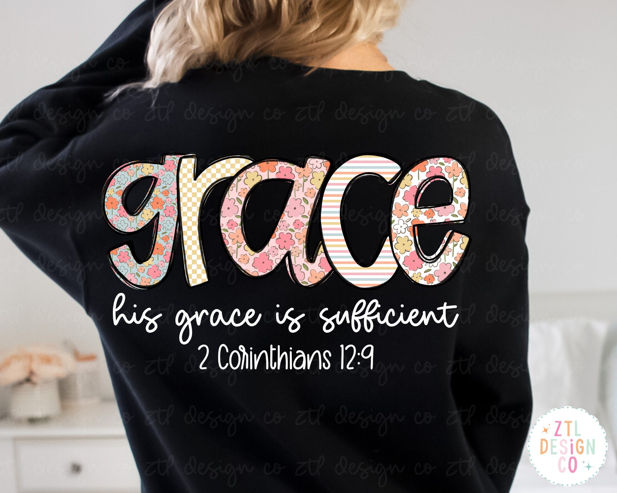 His Grace is Sufficient Bible Verse Christian PNG Sublimation, Retro ...