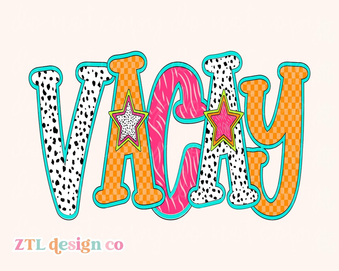 Preppy Vacay Digital PNG Sublimation Colored Checkered Zebra Print ...