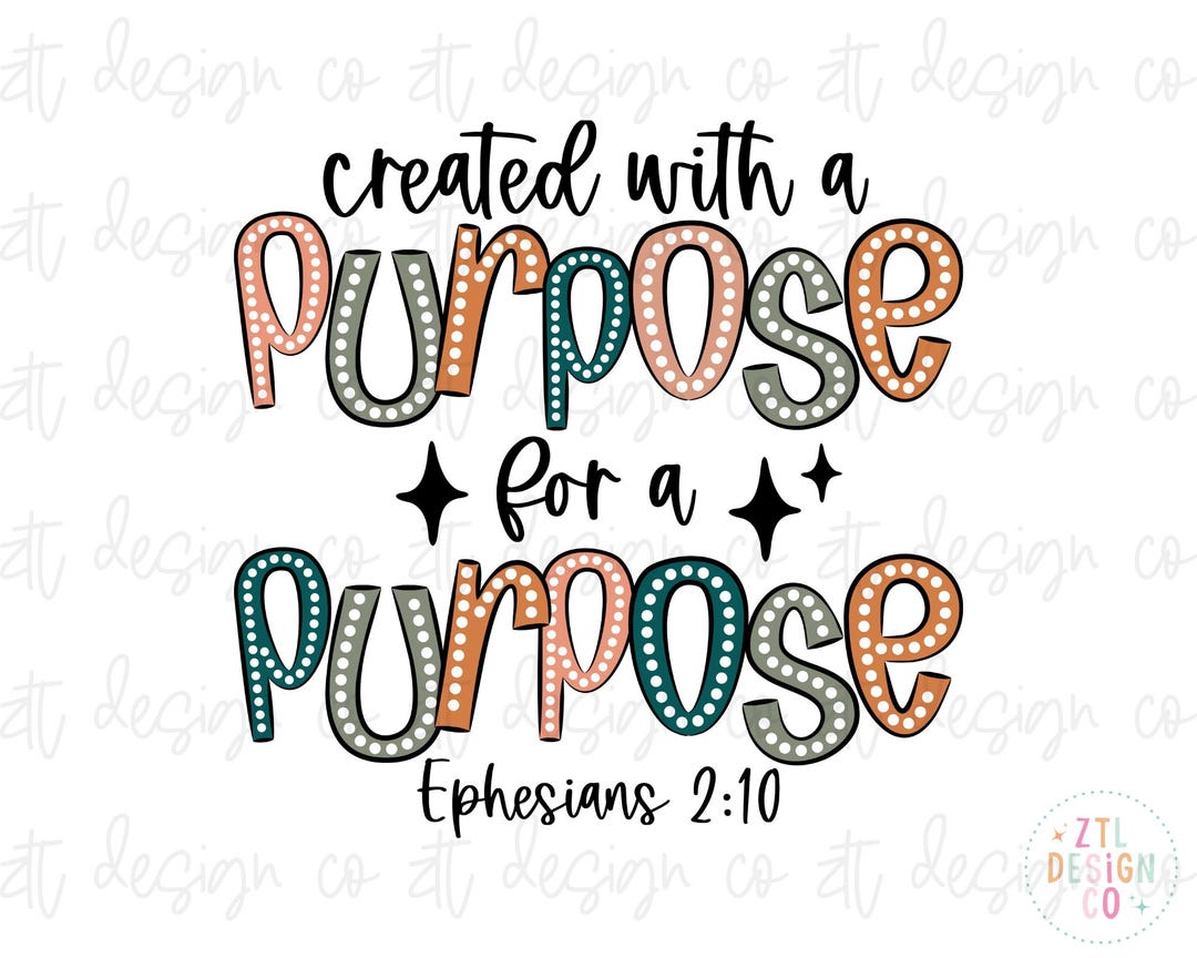 Christian Created With a Purpose PNG Sublimation Boho Doodle Dots Bible ...