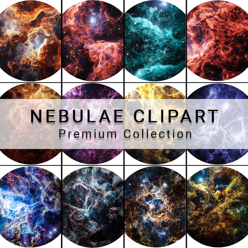 50 PNG Premium Nebulae Clipart | Instant Download | Outer Space Clipart Set | Junk Journal ...