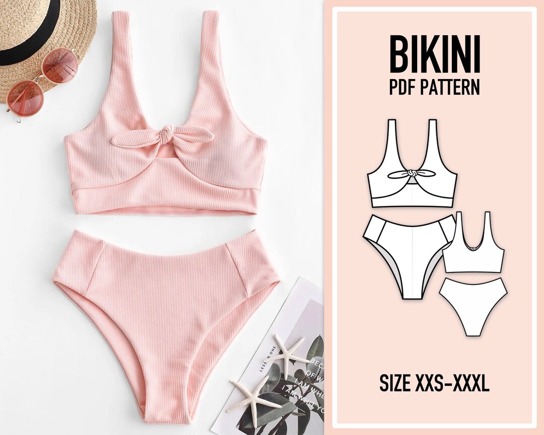 Bikini Pattern PDF. Sewing Pattern Swimsuit. One Piece Bikini. Sewing ...