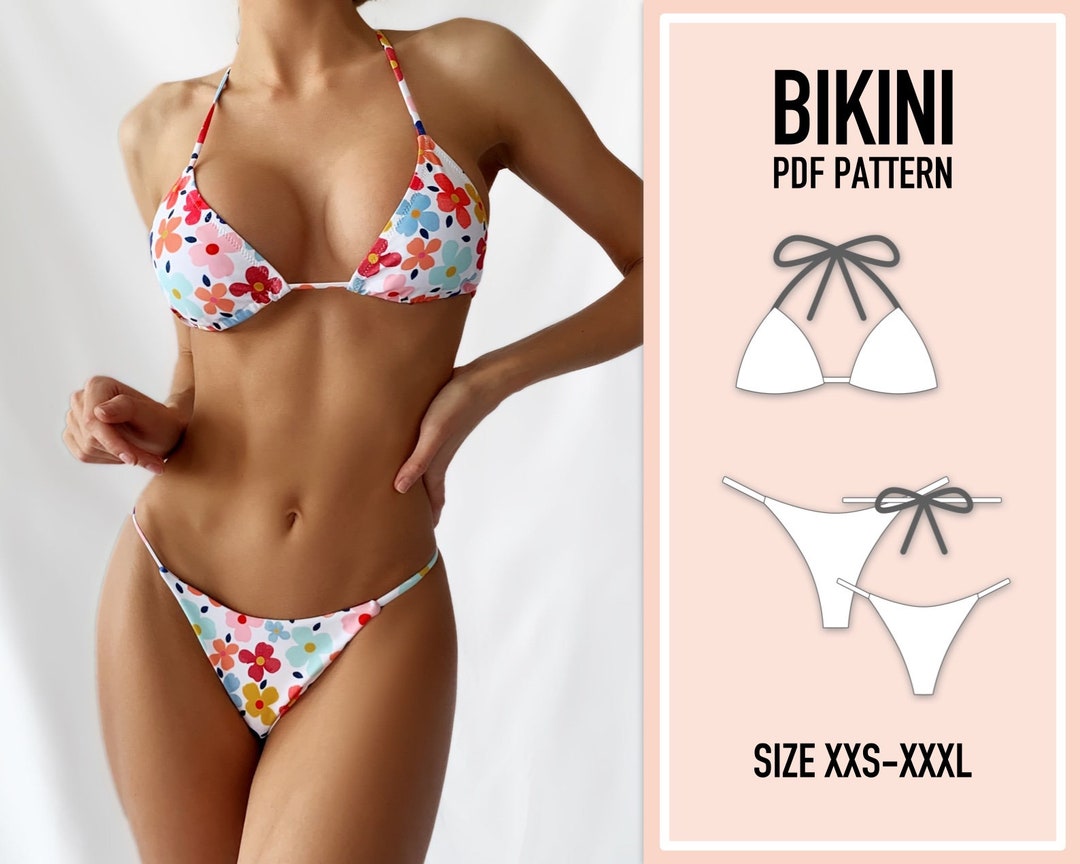 Bikini Pattern PDF. Triangle Bikini Patternpdf. Sewing Pattern Swimsuit. One Piece Bikini ...
