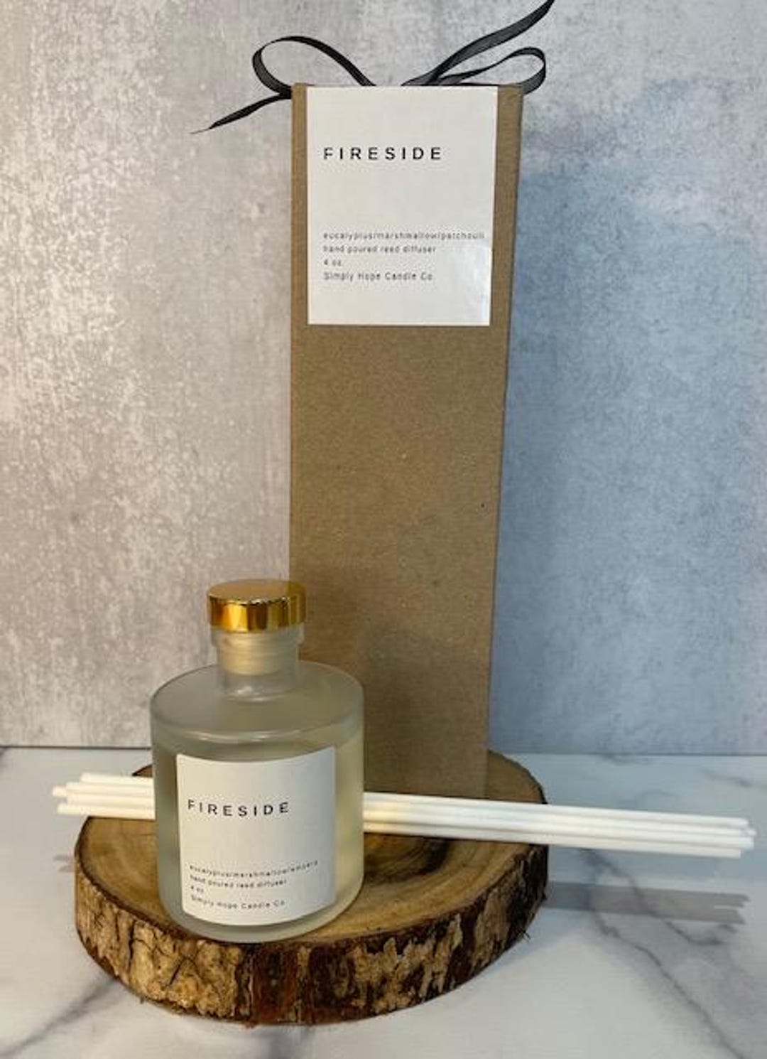 Handmade All Natural Reed Diffuser Hand Poured Fireside Fragrance Clean ...