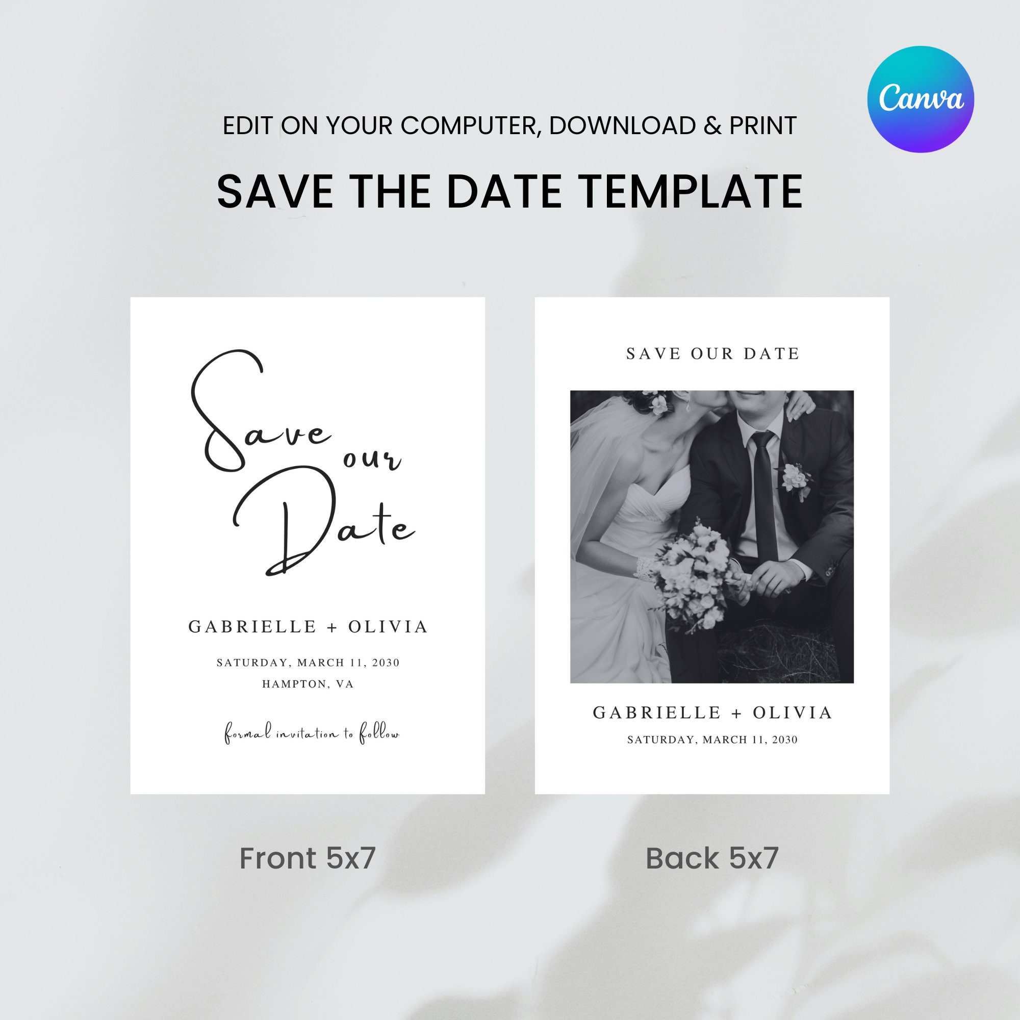 Photo Save the Date Invitation Card, Minimalist Save Our Date, Minimal ...
