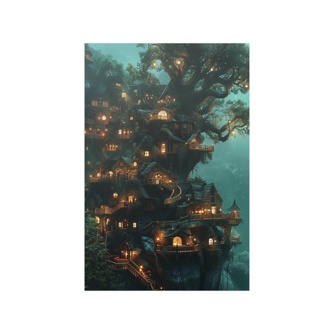 Elven Forest Treehouse Fantasy Artwork, Mythical Art, Magical Art ...