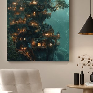 Elven Forest Treehouse Fantasy Artwork, Mythical Art, Magical Art ...