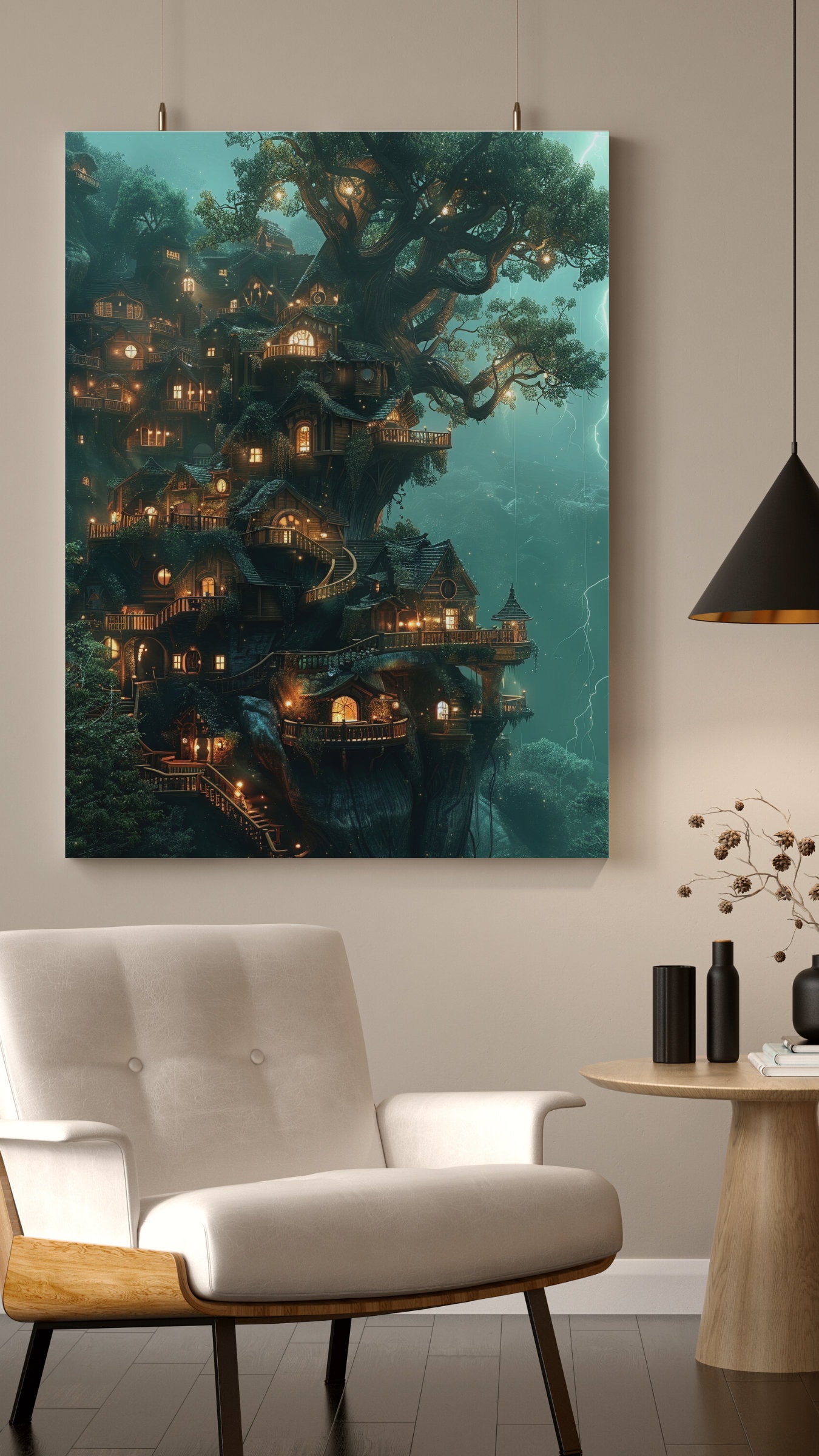 Elven Forest Treehouse Fantasy Artwork, Mythical Art, Magical Art ...