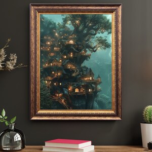 Elven Forest Treehouse Fantasy Artwork, Mythical Art, Magical Art ...
