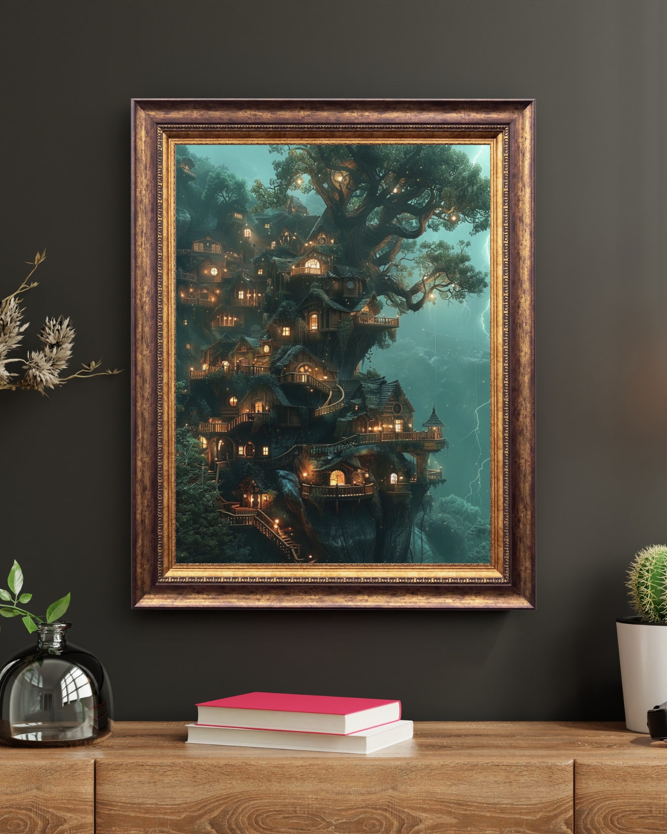 Elven Forest Treehouse Fantasy Artwork, Mythical Art, Magical Art ...