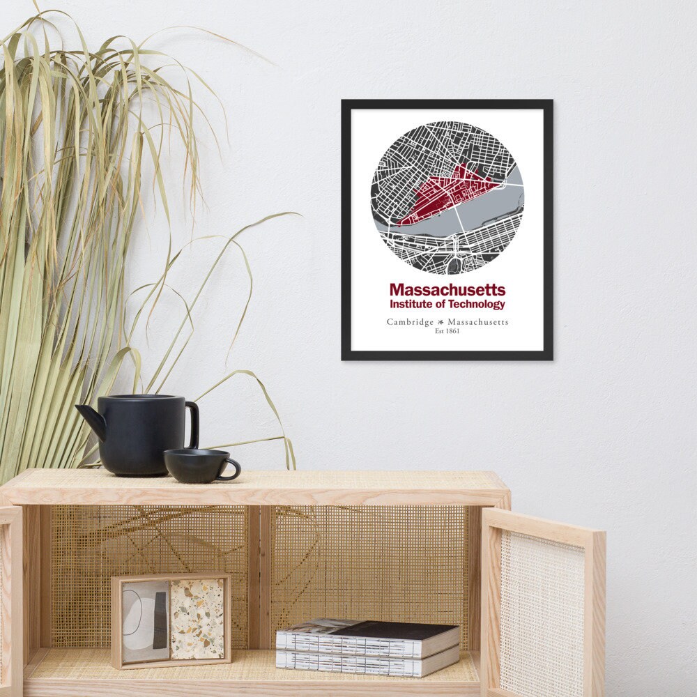 MIT Massachusetts Institute of Technology, Cambridge Campus Map Framed ...