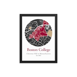 Boston College, Chestnut Hill Campus Map Framed Print, Boston College ...