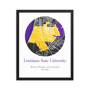 Louisiana State University, Baton Rouge Campus Map Framed Print ...