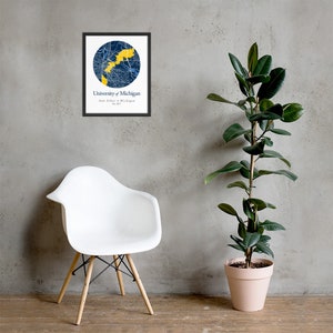 University of Michigan, Ann Arbor Campus Map Framed Print, Michigan ...