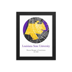 Louisiana State University, Baton Rouge Campus Map Framed Print ...