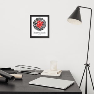 Northeastern University, Boston Campus Map Framed Print, Northeastern ...