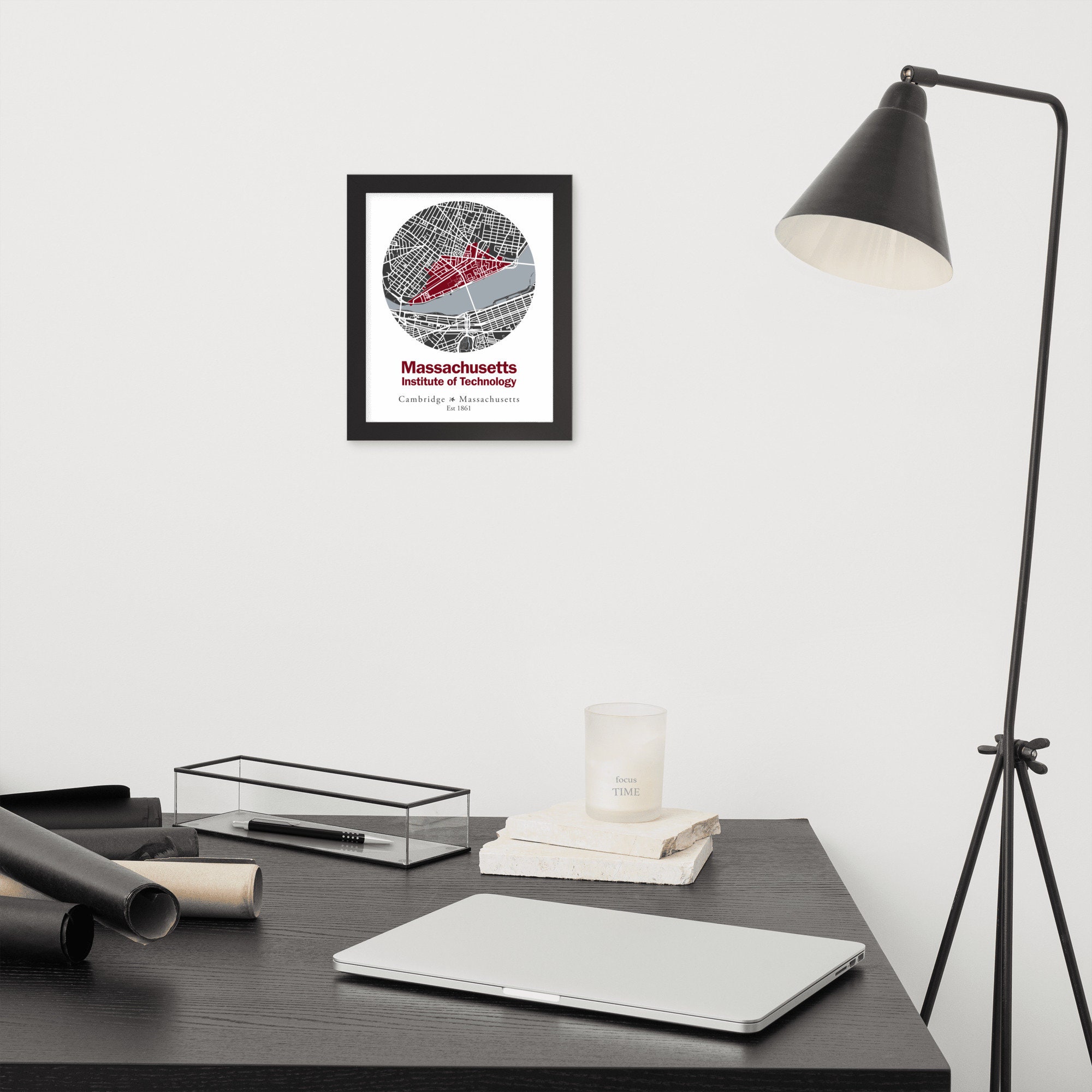 MIT Massachusetts Institute of Technology, Cambridge Campus Map Framed ...