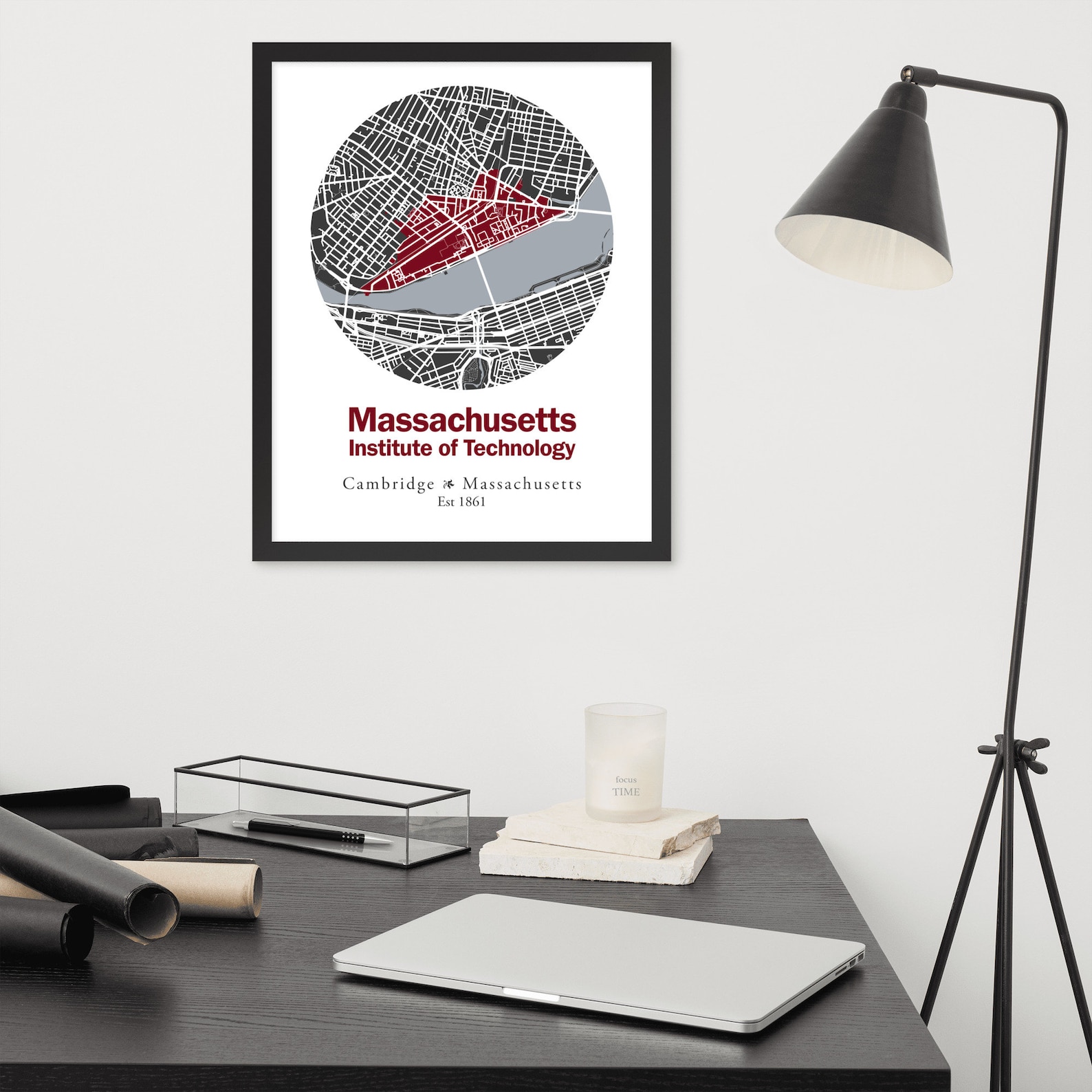 MIT Massachusetts Institute of Technology, Cambridge Campus Map Framed ...