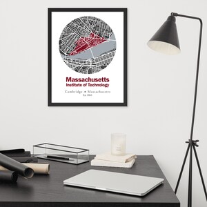 MIT Massachusetts Institute of Technology, Cambridge Campus Map Framed ...