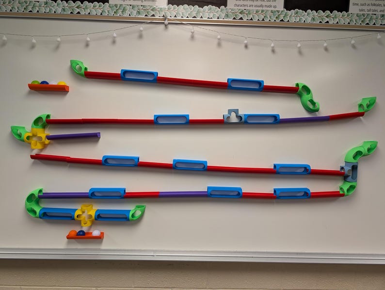 60pc STEM Magnetic Wall Giant Marble Run Toy With Pipes and Golf Balls ...