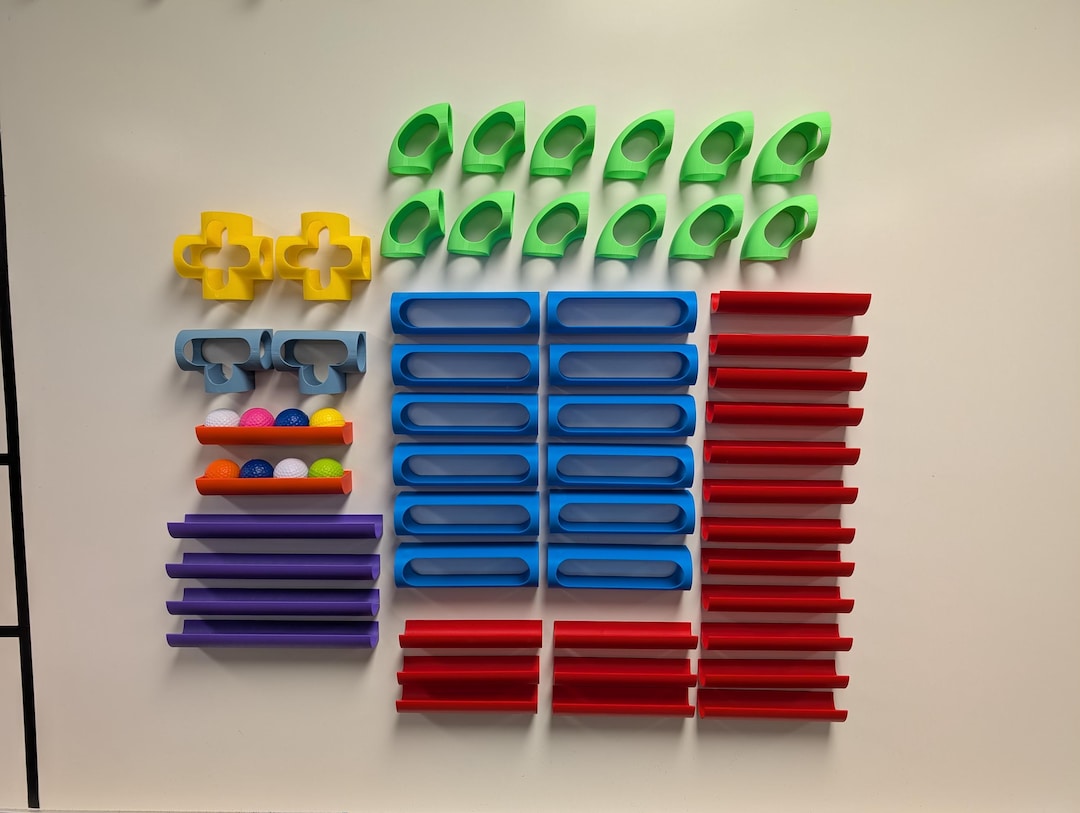 60pc STEM Magnetic Wall Giant Marble Run Toy With Pipes and Golf Balls ...