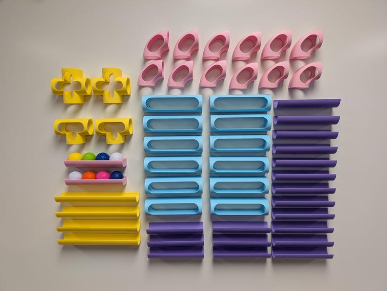 60pc STEM Magnetic Wall Giant Marble Run Toy With Pipes and Golf Balls ...