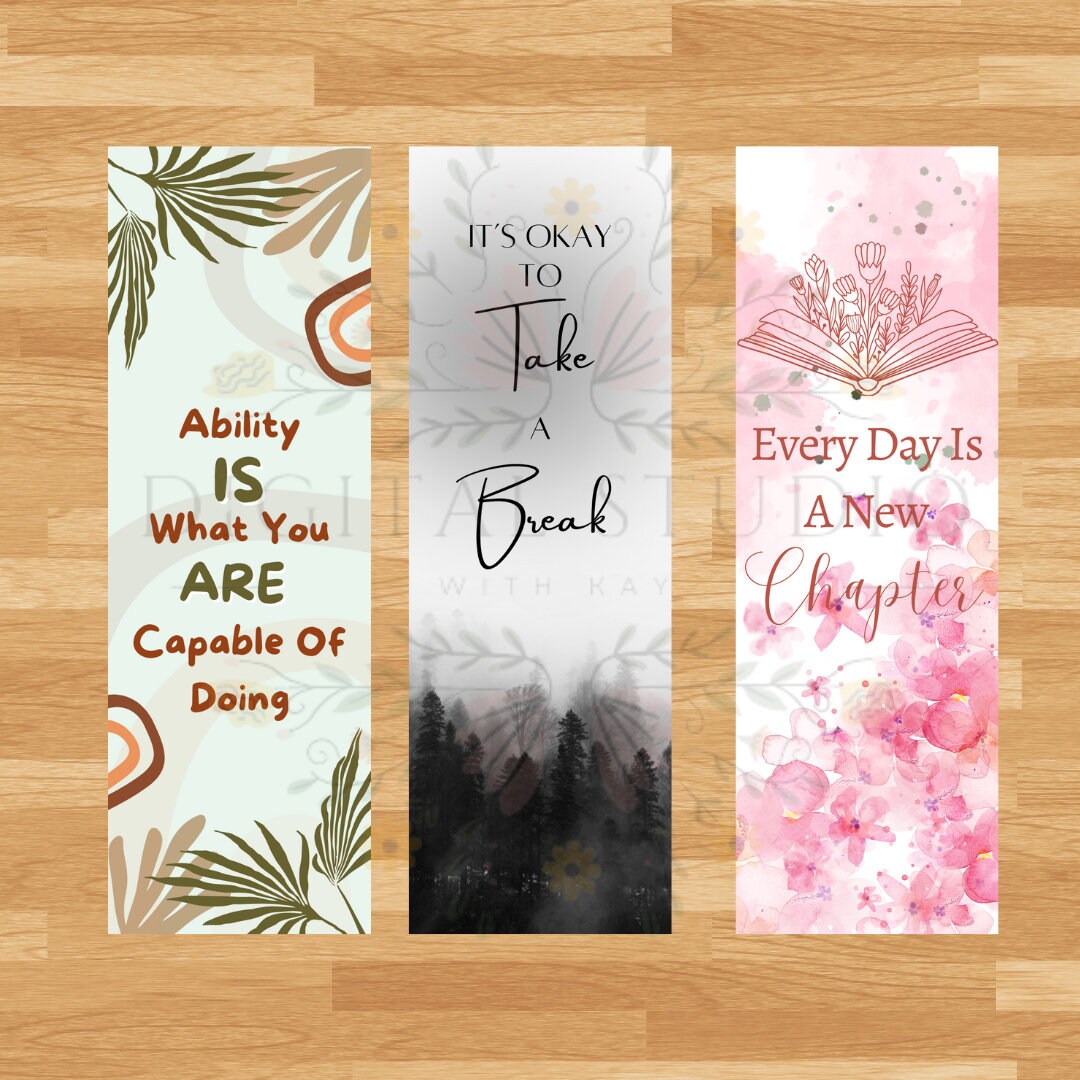 10 Digital Printable Bookmarks | Digital Bookmark | Printable Bookmark ...