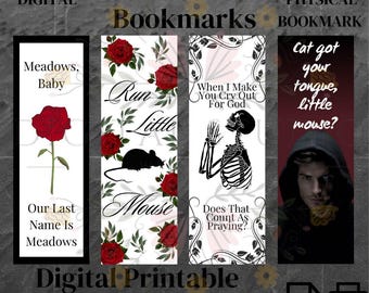 Digital Printable Bookmarks | Dark Romance Bookmarks | 4 Bookmarks ...