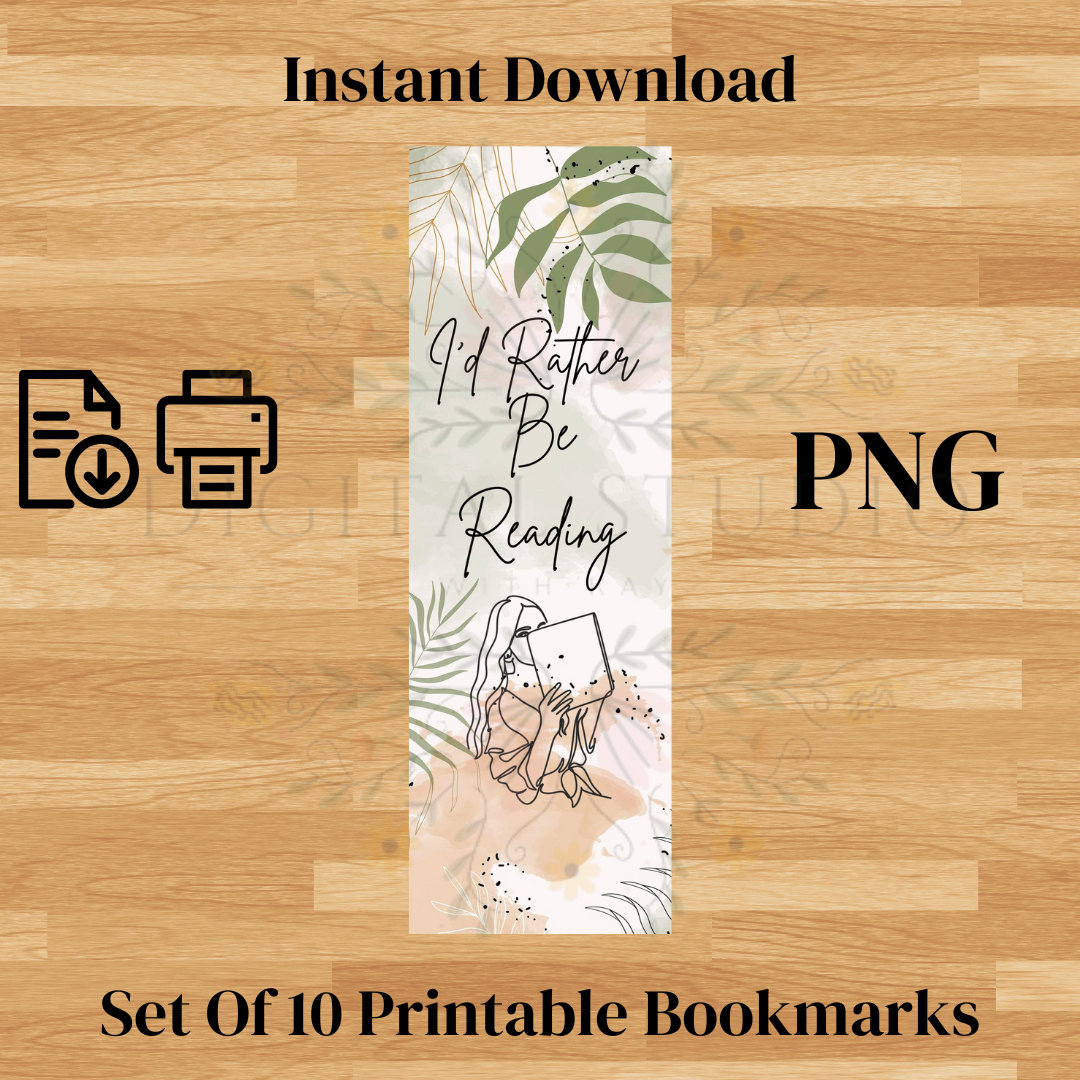 10 Digital Printable Bookmarks | Digital Bookmark | Printable Bookmark ...