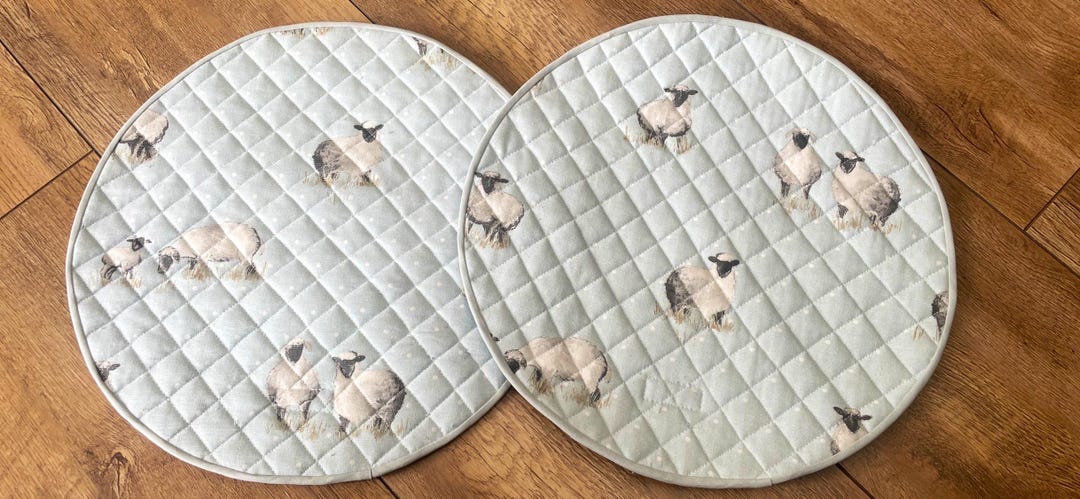 Quilted Pale Blus Sheep Design Aga (range Cooker) Lid Covers (pair) - Etsy