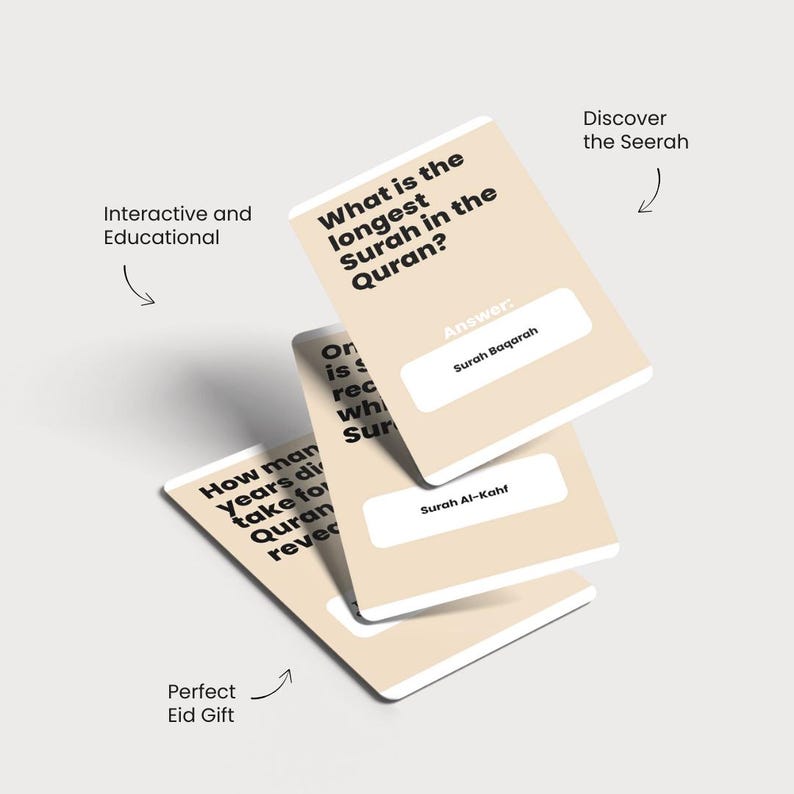 Islamic Trivia Cards, Fun and Educational Quiz on Seerah, Jannah ...