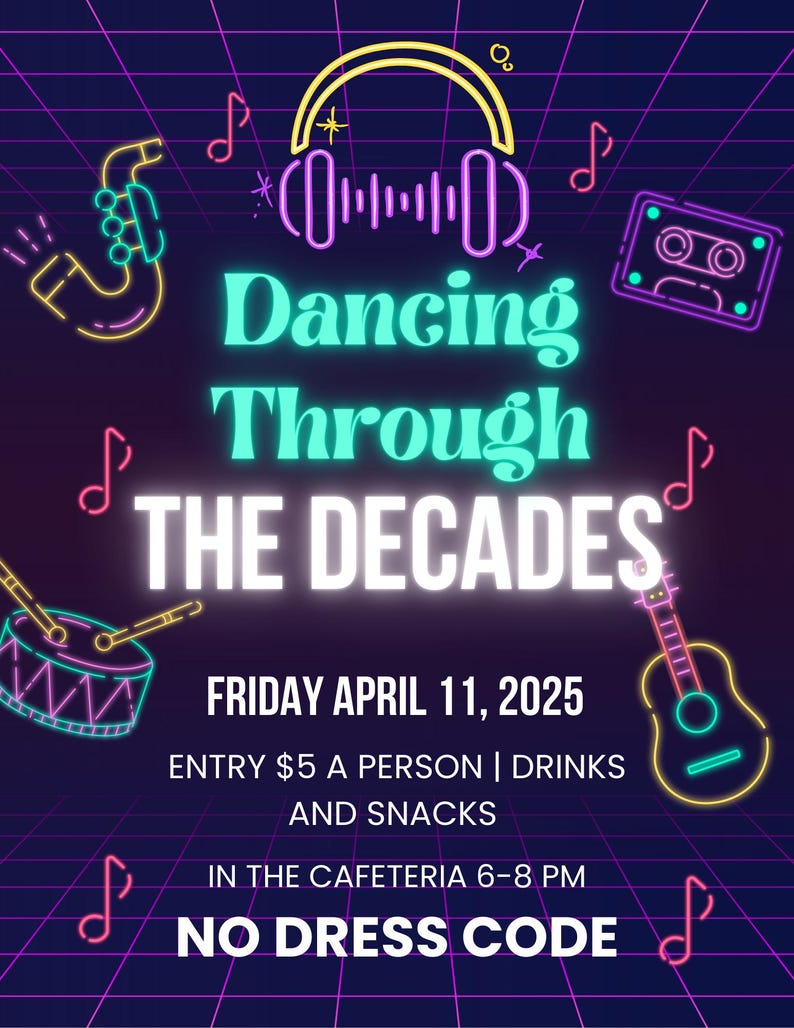 Dancing Through the Decades, Flyer, School - Etsy