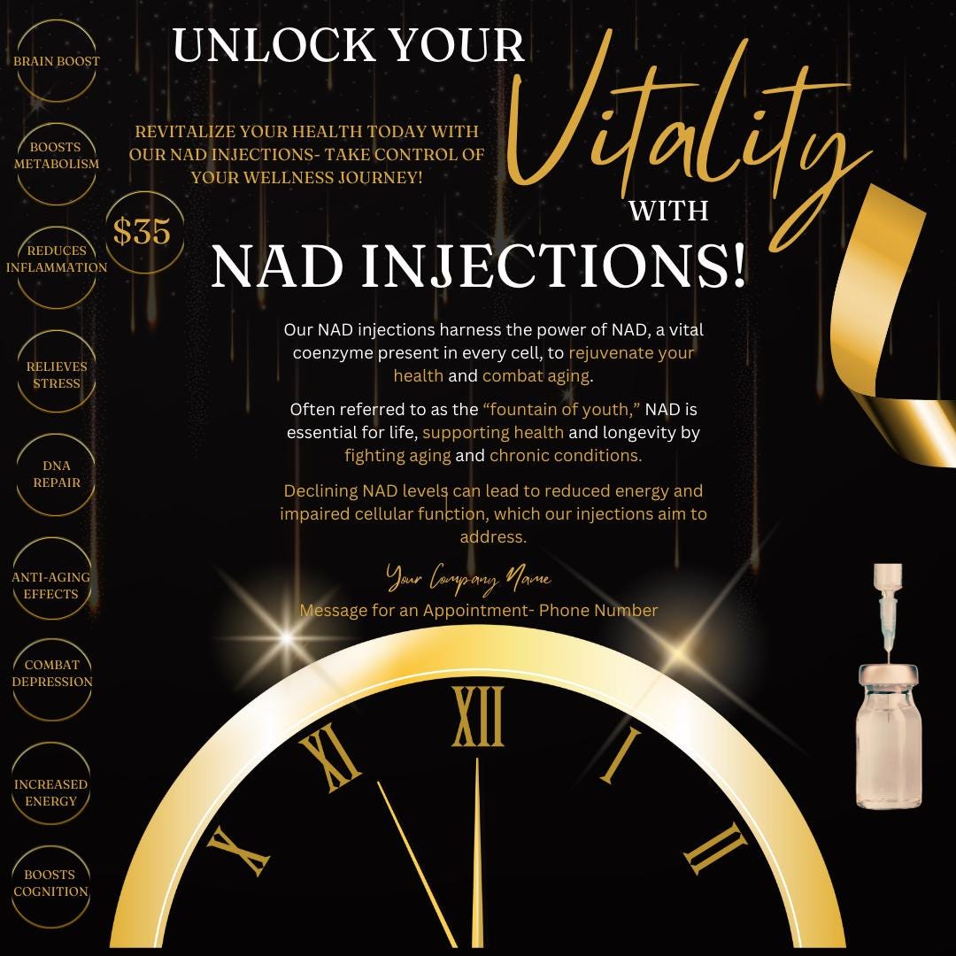 NAD Supplements, Flyer, Injector - Etsy