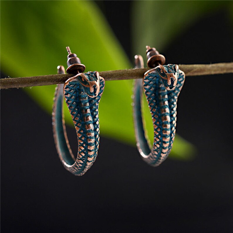 Boho Ethnic Cobra Snake Dangle Drop Earrings Snake Hoop Animal Earrings ...