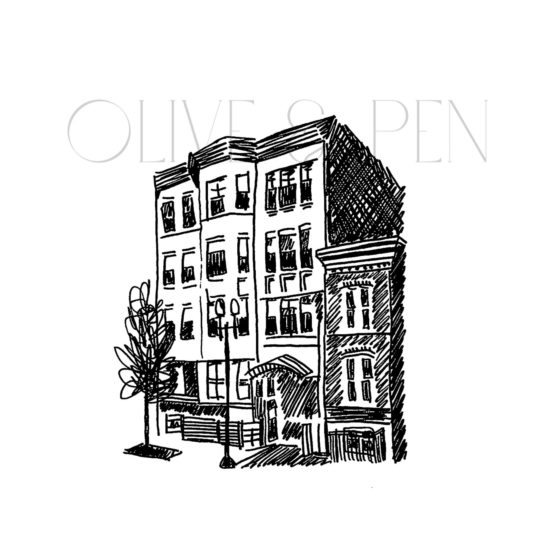 Custom Building Sketch - Etsy