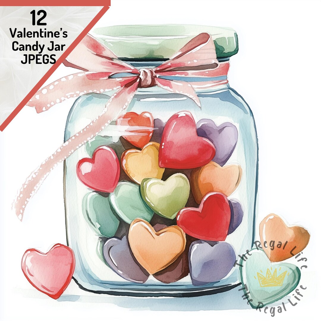Valentine's Day Clipart, Candy Jar, Printable High Quality Jpgs, Cookie ...