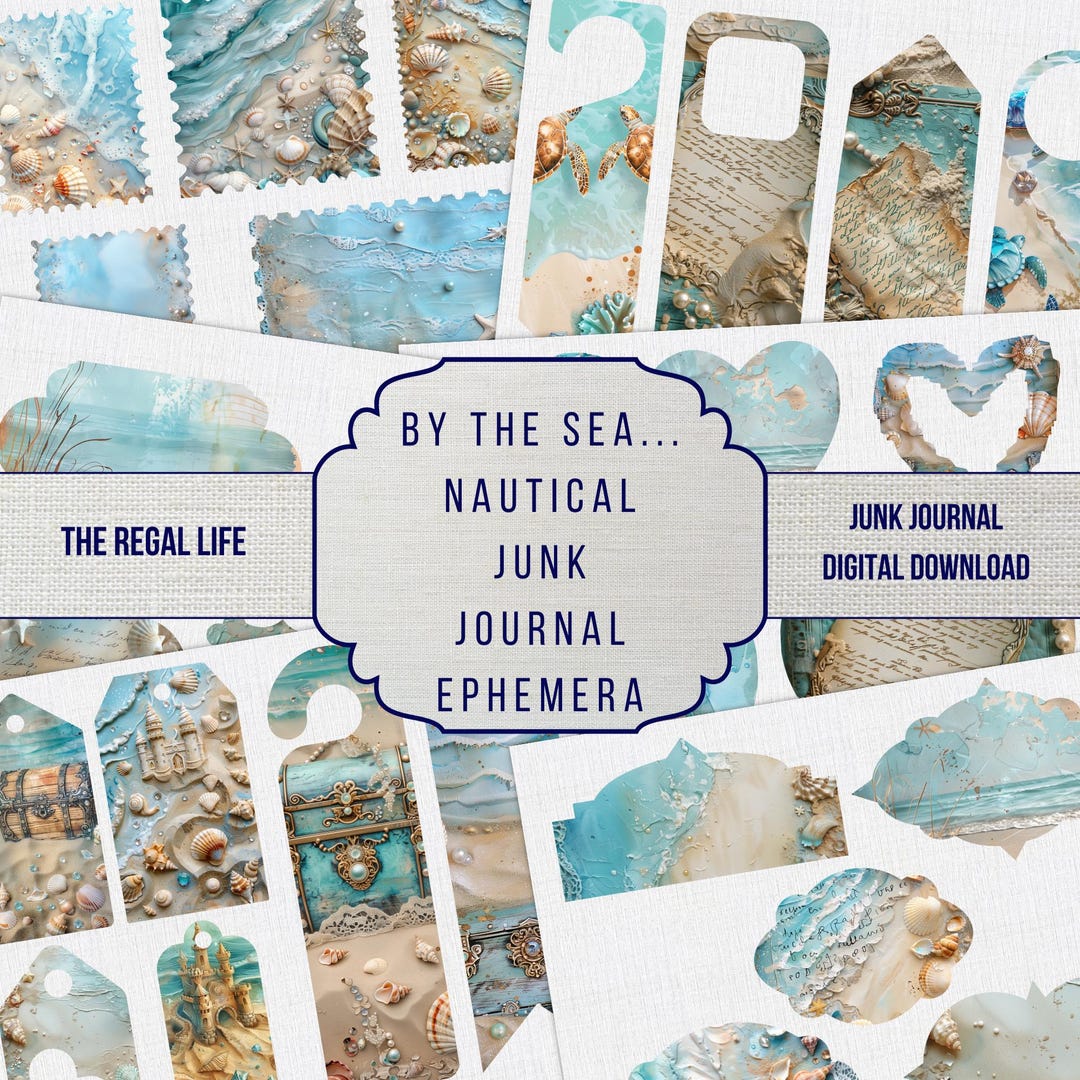 Coastal Junk Journal Ephemera: Seaside Scrapbook Pages (digital ...