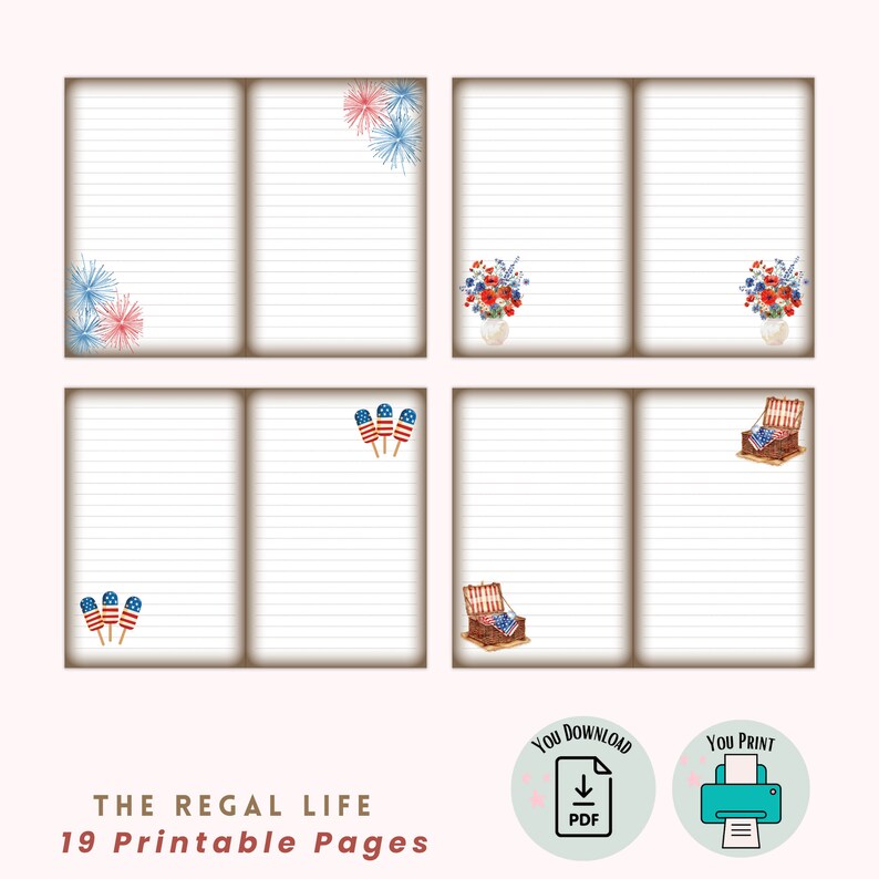 American Flag Junk Journal Pages: Rustic Patriotic Scrapbook (digital ...