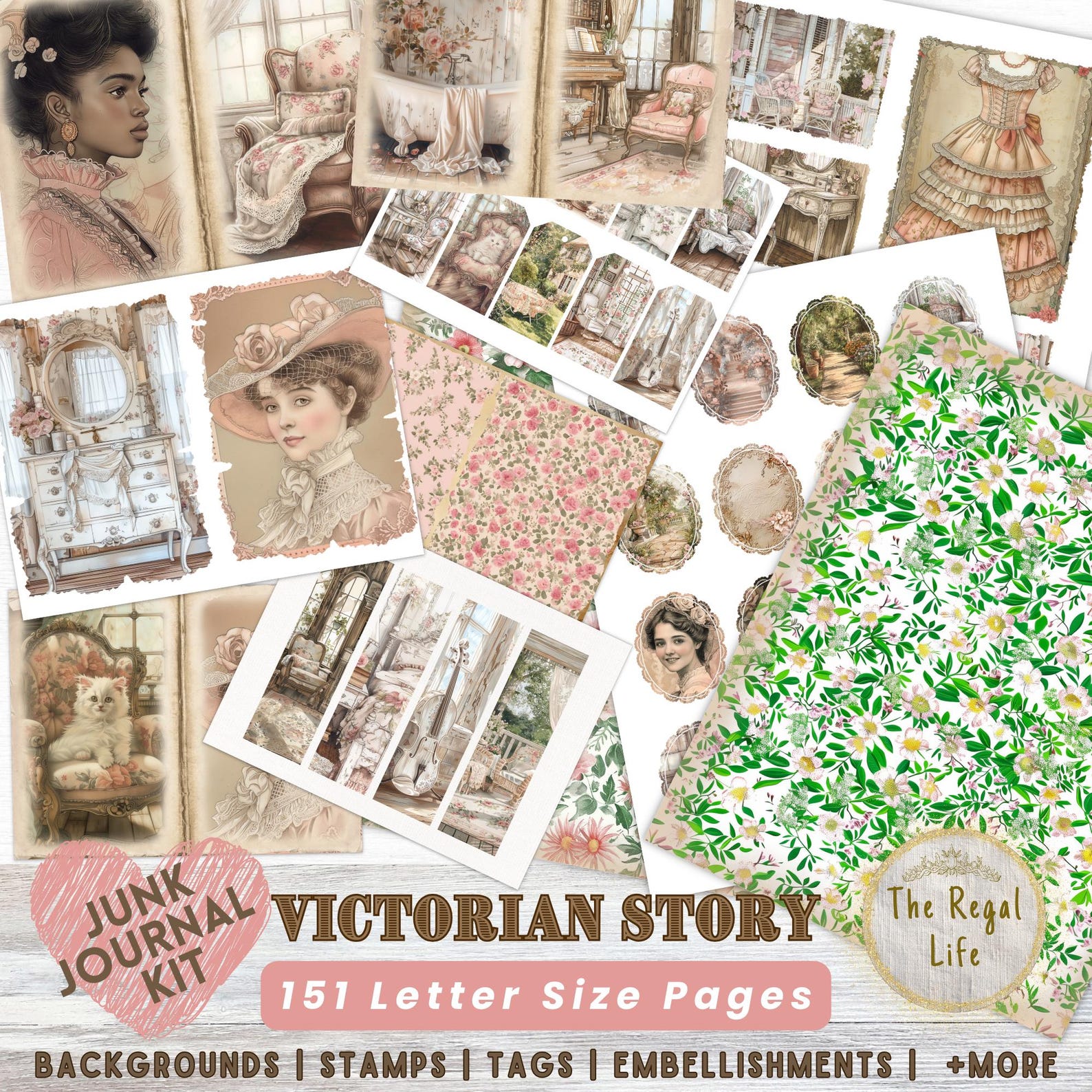 Victorian Story Junk Journal Printable Pages Kit, Victorian ...