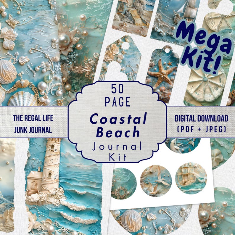 Coastal Beach Junk Journal Ephemera, Seaside, Ocean, Vacation, Beach ...